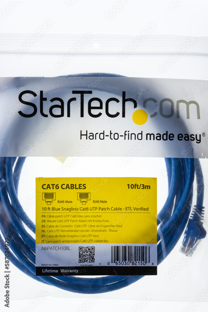 name brand cat6 cables ethernet in plastic wrapper Stock Photo | Adobe ...