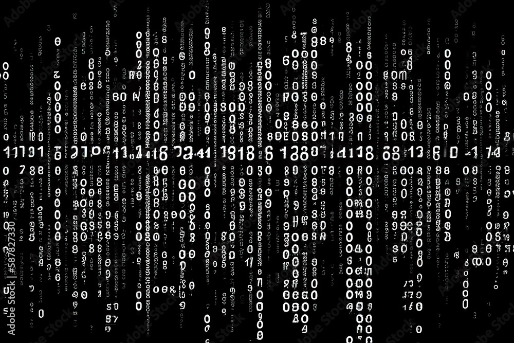 Binary computer matrix code data stream abstract background showing a coding transmission over ...