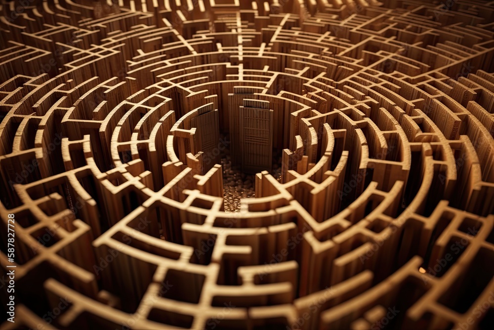 complex maze with a towering structure at the center. Generative AI ...