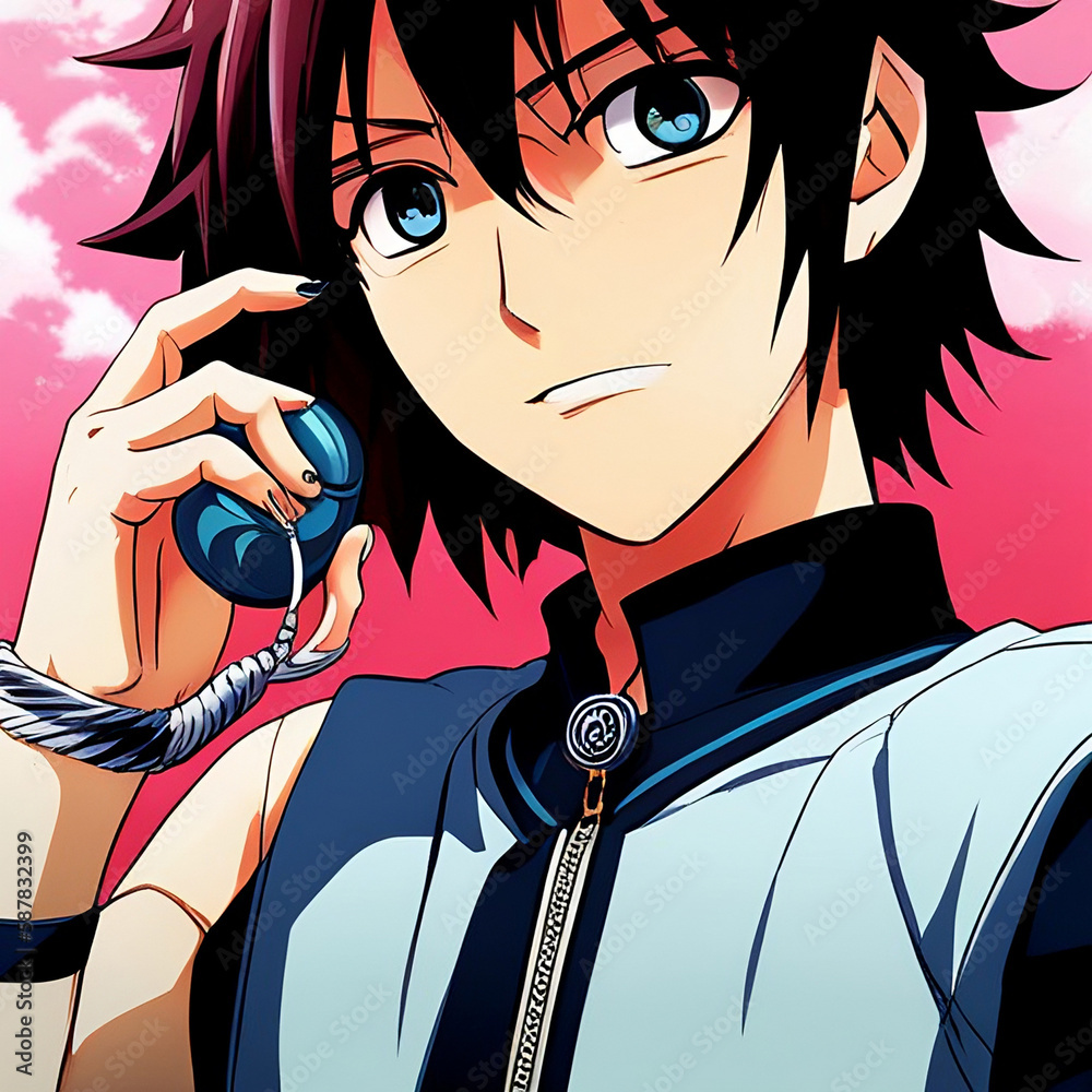 Cartoonish boy in anime style, anime character wallpaper .Vector ...