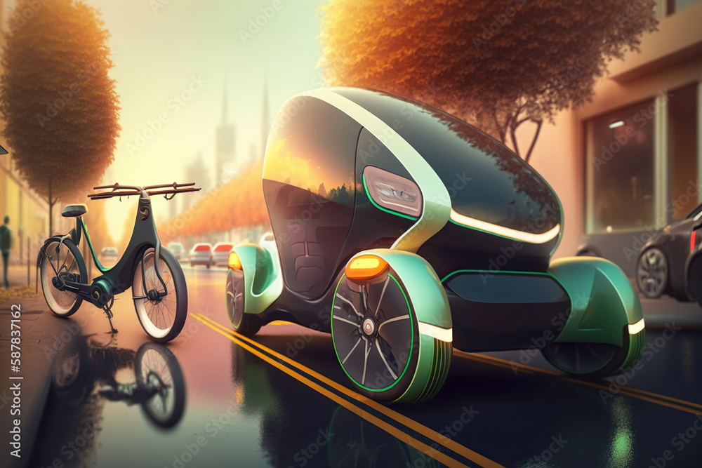 Poster The future of urban mobility bike lanes and e-scooters, created ...