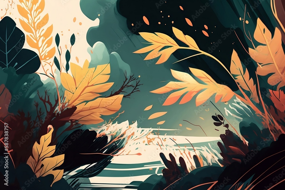 An abstract illustration with bold, expressive brushstrokes and a color ...