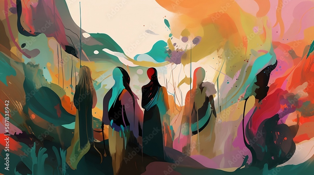 An abstract illustration with bold, expressive brushstrokes and a color ...