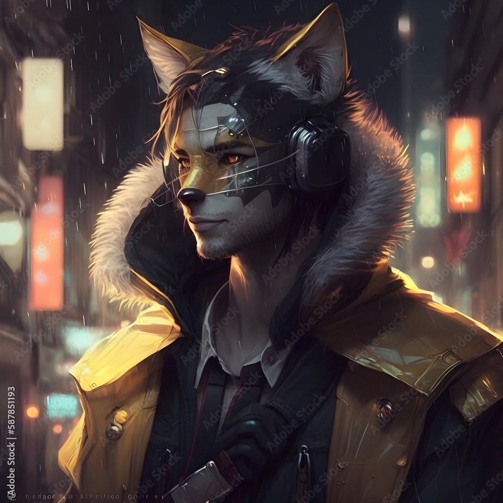 Award winning beautiful portrait commission of a male furry anthro ...