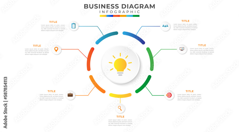 7 Steps Modern Mindmap diagram with circle topics Stock Vector | Adobe ...