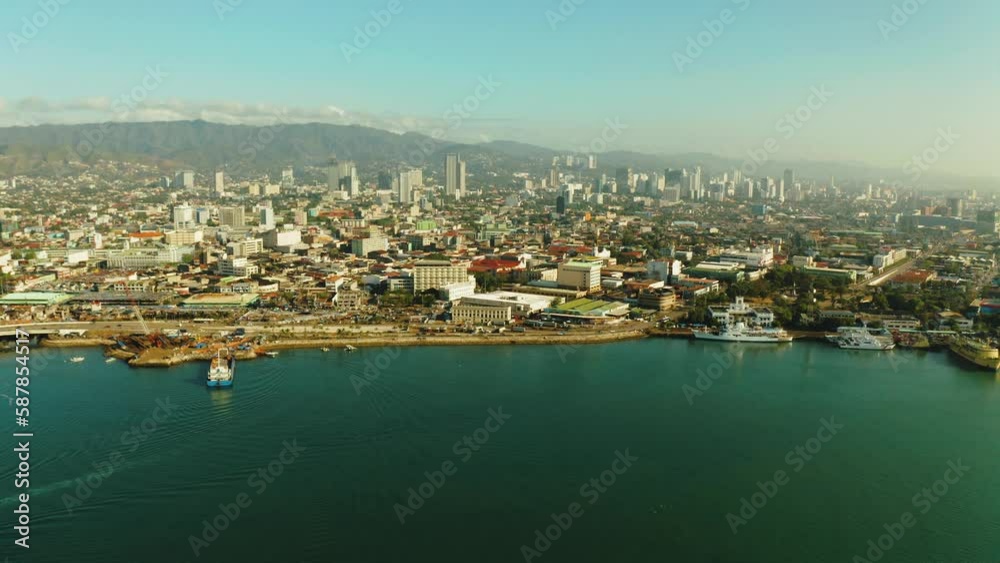 Cebu City, a major city on the island of Cebu, with skyscrapers and ...