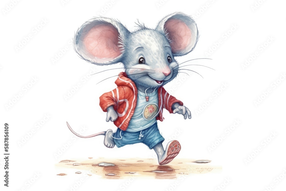cartoon mouse wearing a red jacket and blue shorts. Generative AI Stock ...