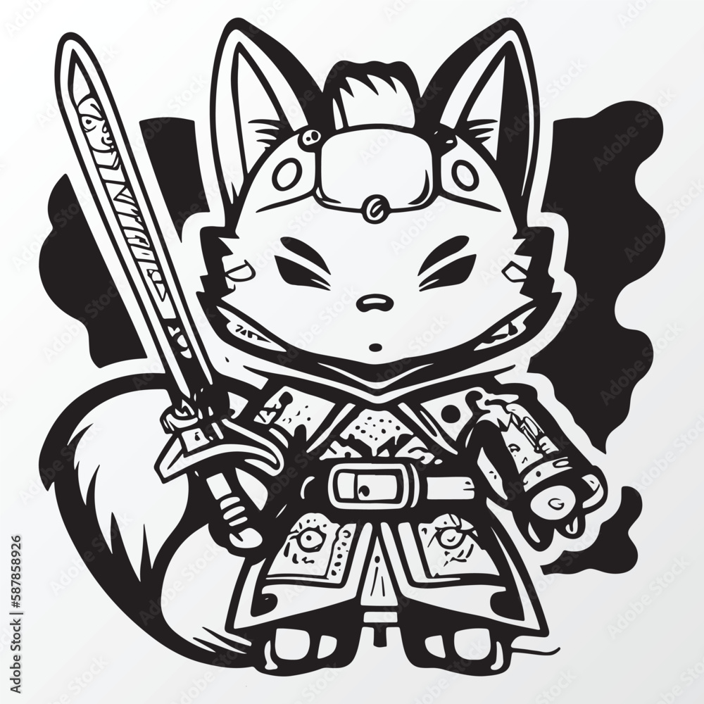 Cartoon samurai character sketch in anime style Stock Vector | Adobe Stock