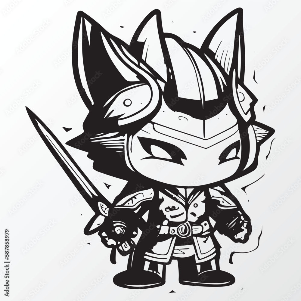 Cartoon samurai character sketch in anime style Stock Vector | Adobe Stock