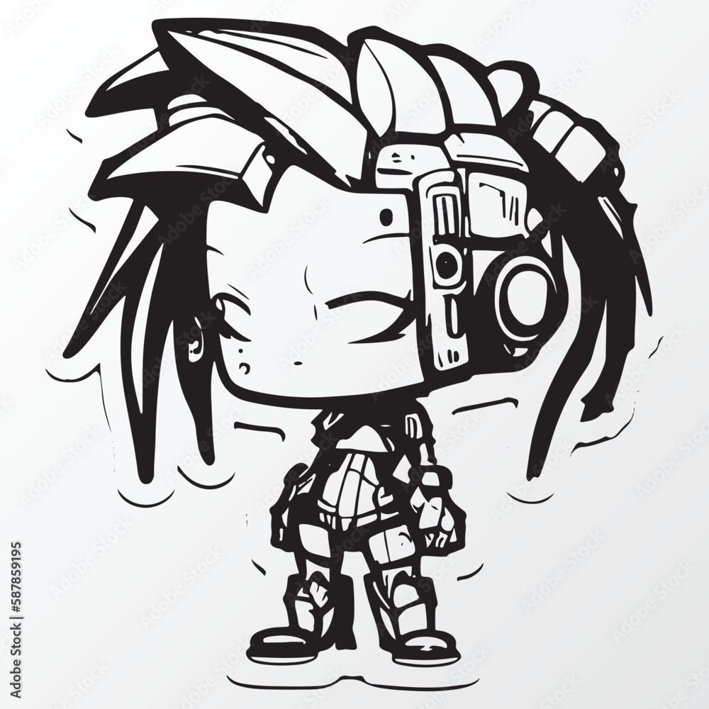 Cartoon women robot character sketch in anime style Stock Vector ...