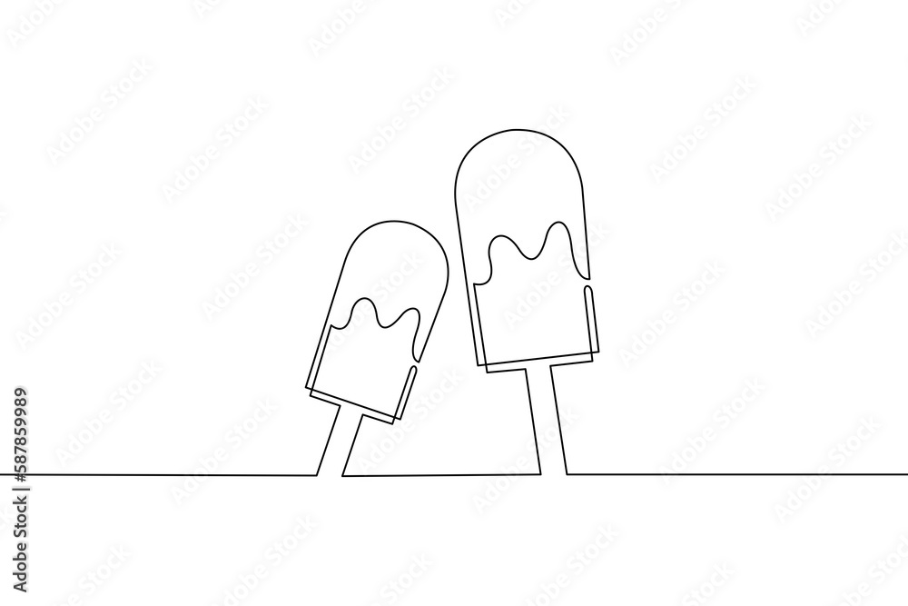 Continuous line drawing of ice cream on transparent background. Stock ...
