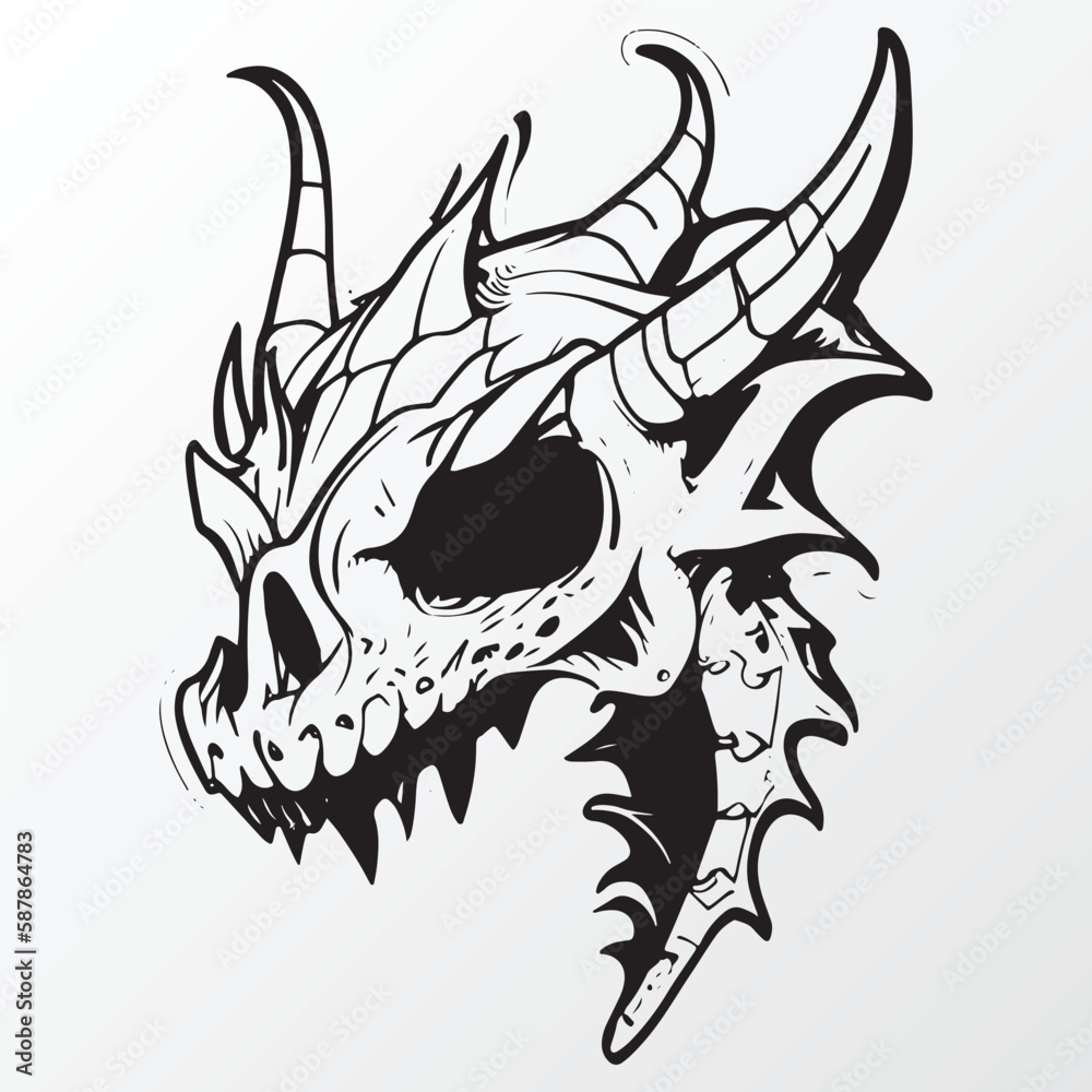 Cartoon animal skull character sketch in anime style Stock Vector ...