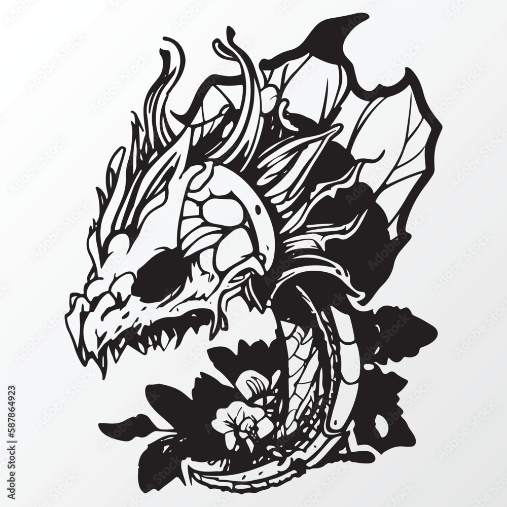 Cartoon animal skull character sketch in anime style Stock Vector ...