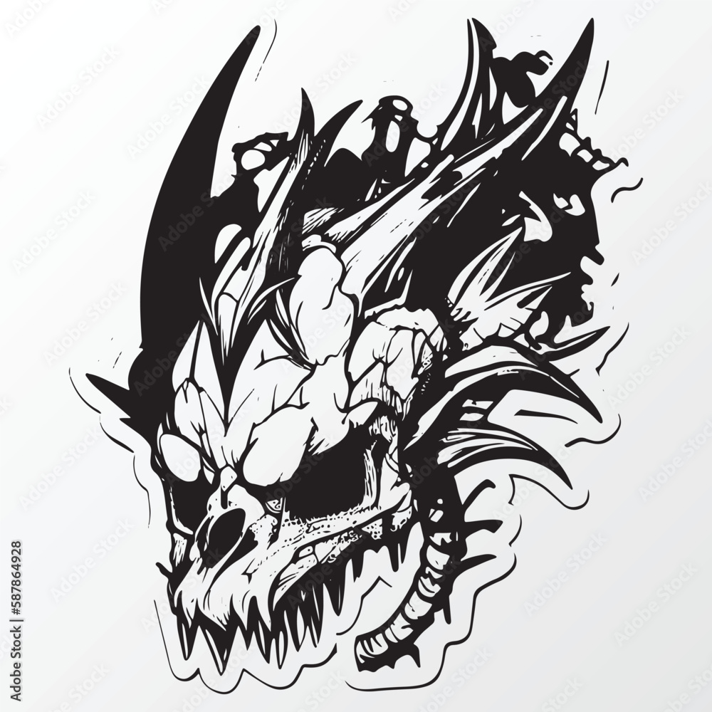 Cartoon animal skull character sketch in anime style Stock Vector ...