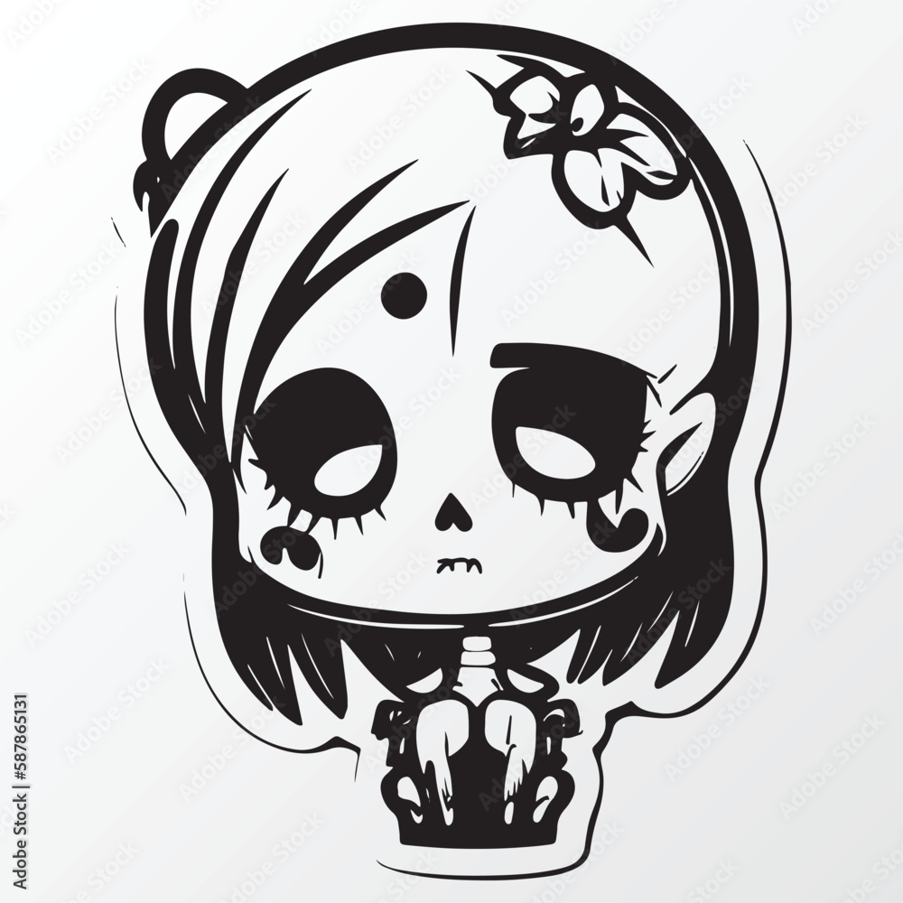 Cartoon skull character sketch in anime style Stock Vector | Adobe Stock