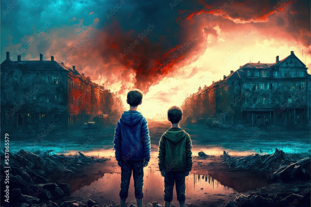 Two brothers braving a post-apocalyptic city, fighting through an ash ...