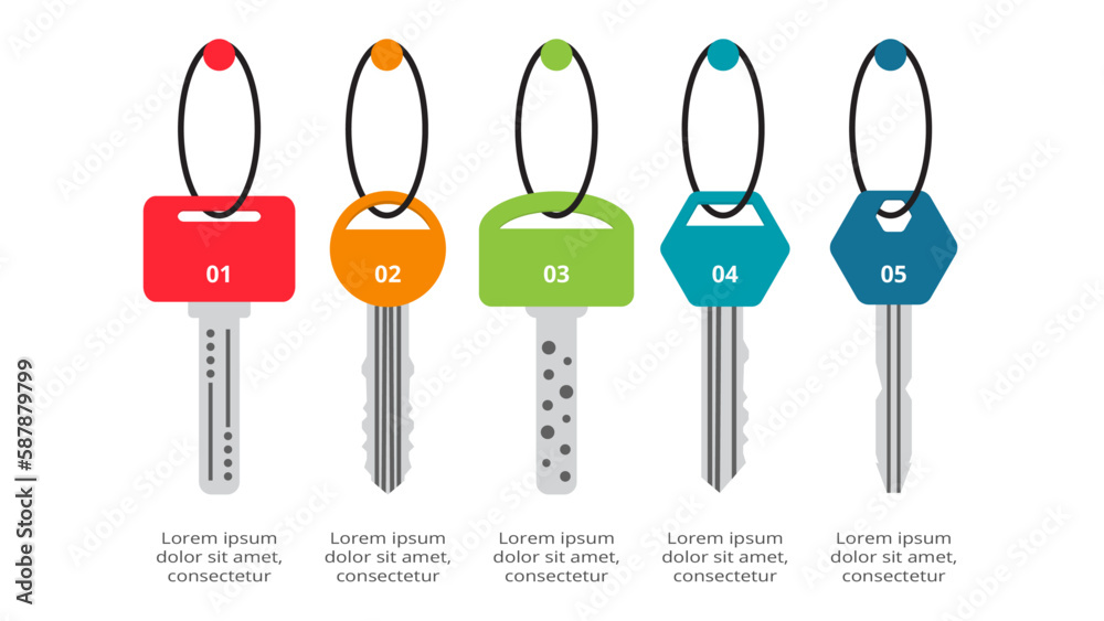 Key concept for infographic with 5 steps, options, parts or processes ...
