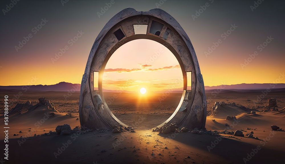 Cool portal which leads to other universe sunset mountain image ...