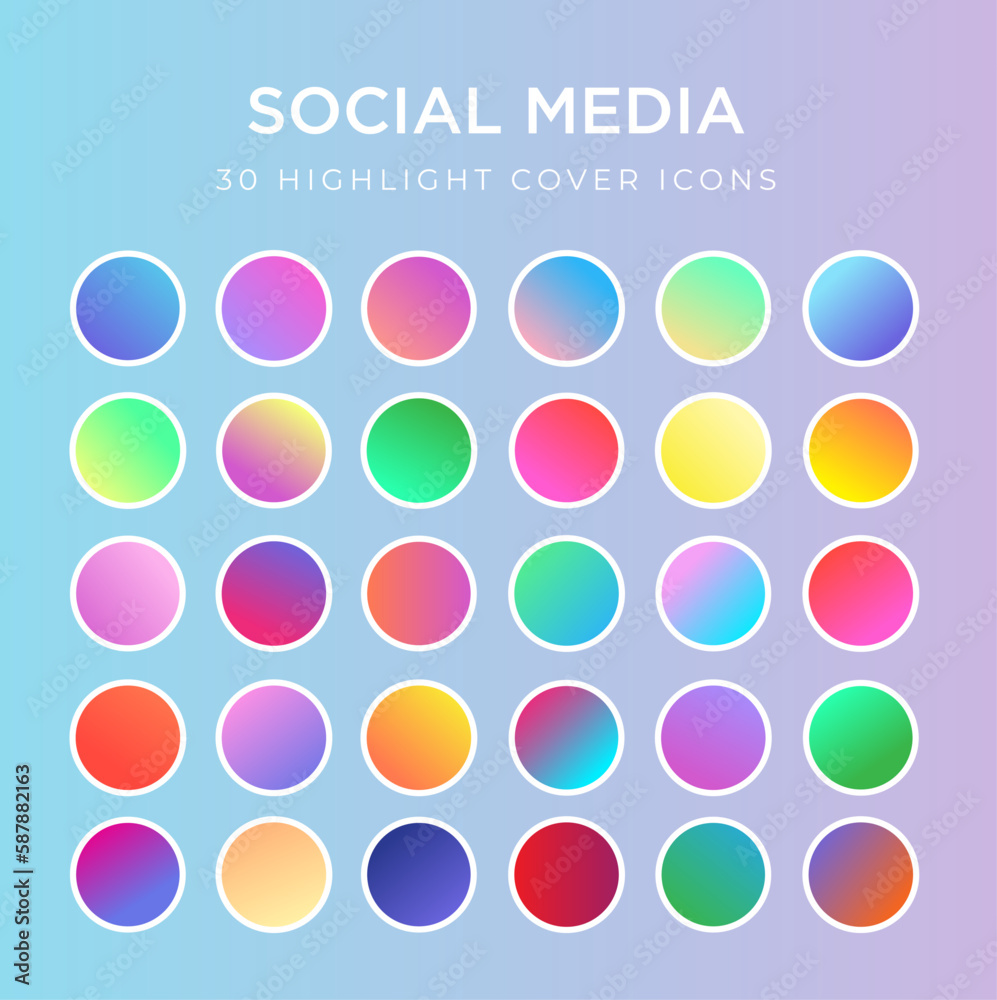 bright colourful gradient highlight vector icons. abstract minimal ...