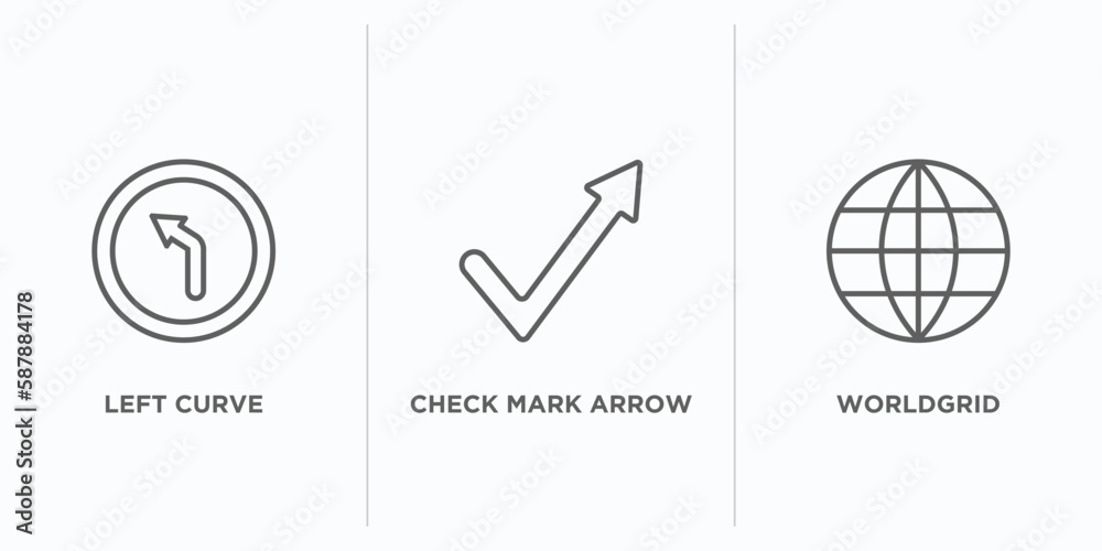user interface outline icons set. thin line icons such as left curve ...