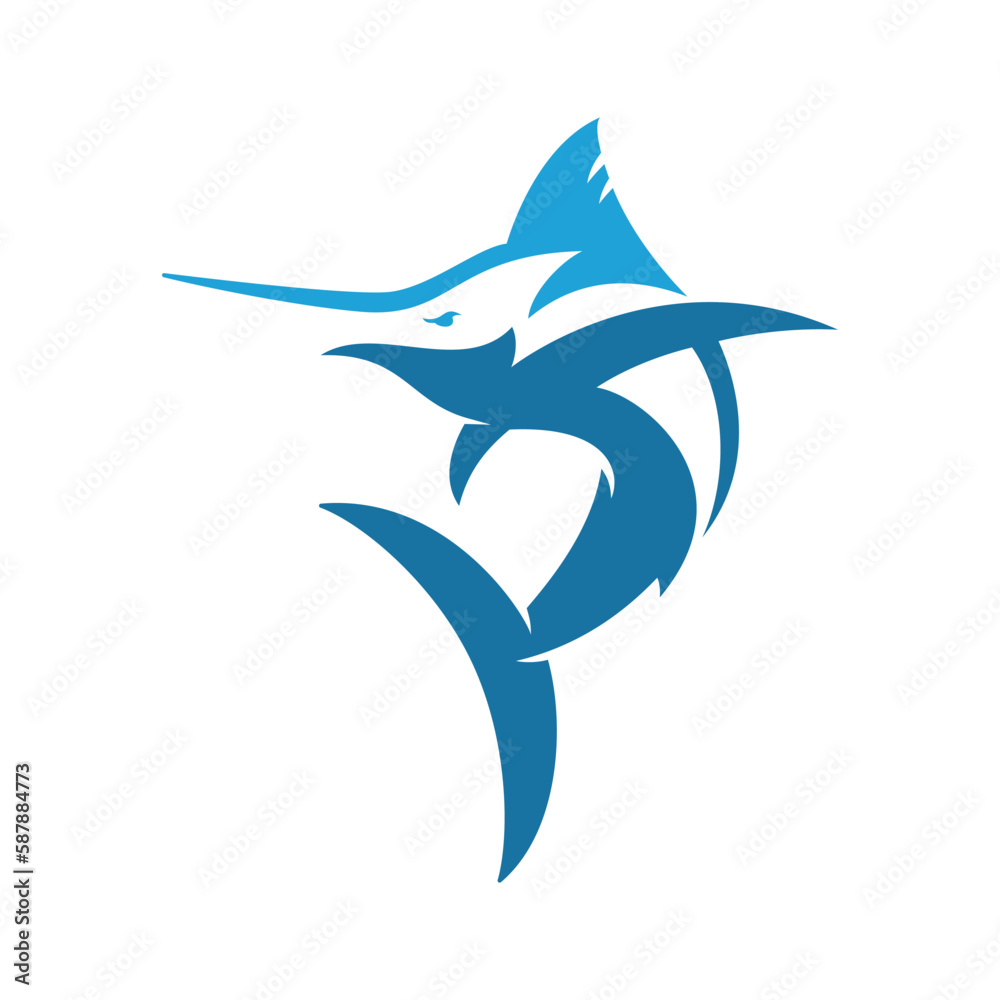Abstract icon Blue Marlin Logo. Fresh and Unique Modern Blue Marlin ...