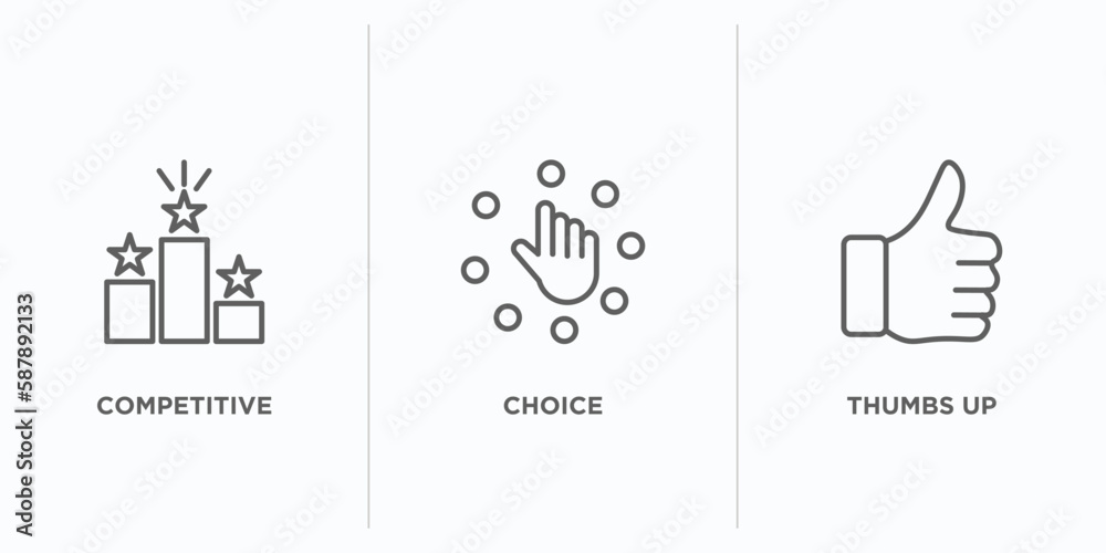 ethics outline icons set. thin line icons such as competitive, choice ...