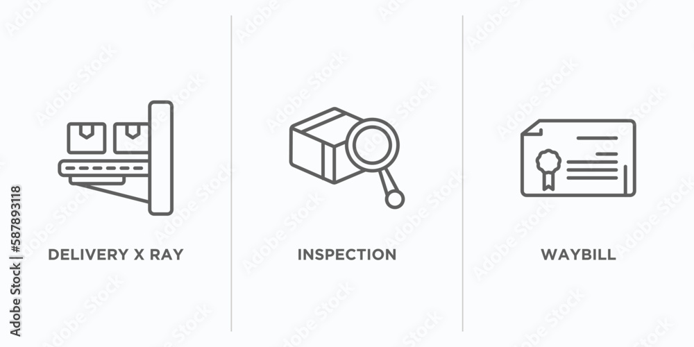 delivery and logistic outline icons set. thin line icons such as ...