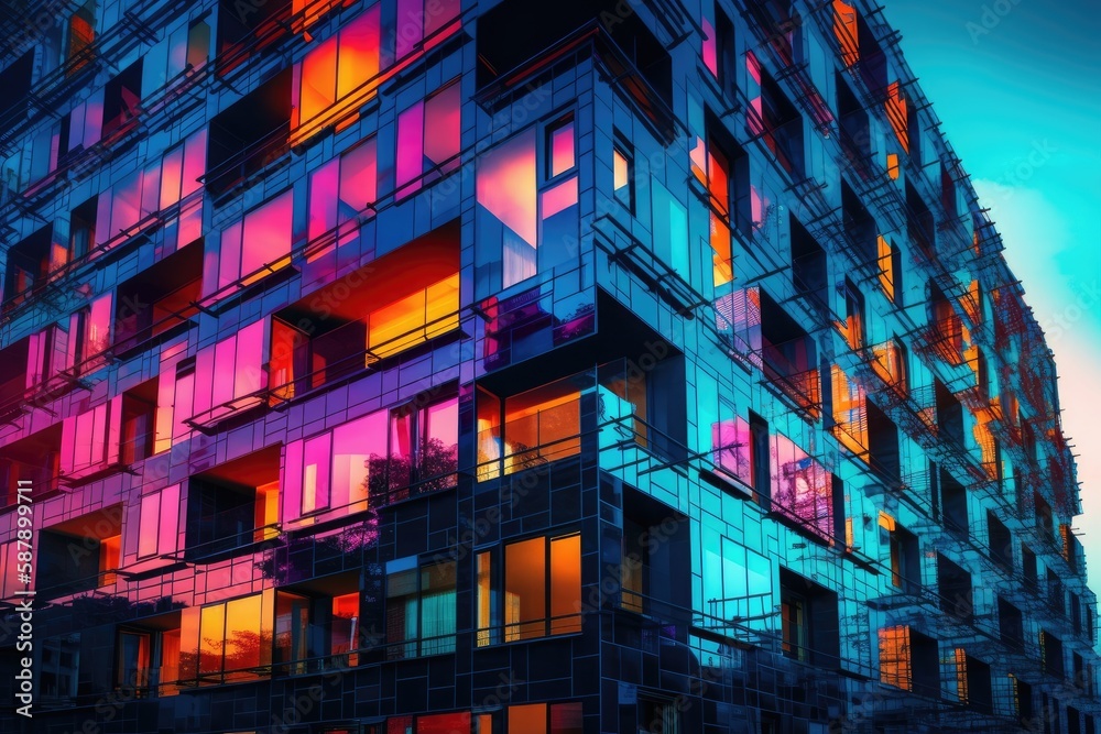 skyscraper with a modern design and many glass windows. Generative AI ...