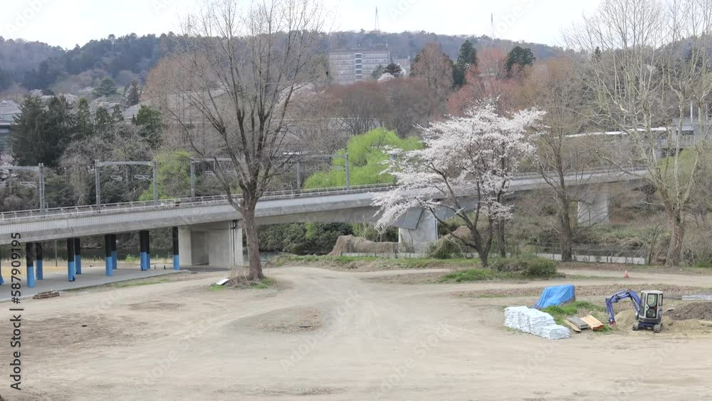 Sendai, Miyagi, Japan, March 2023. Sendai City Subway Tozai Line and ...