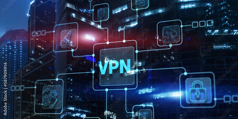VPN Virtual Private network protocol. Business, Technology, Internet. Cyber security and privacy ...