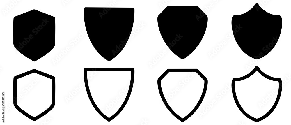 Set of web and computer shields icons on transparent background useful ...