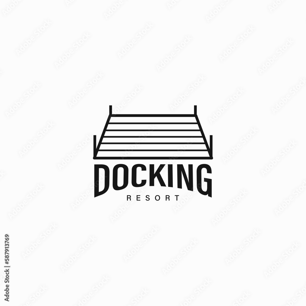 premium docking resort sign logo design vector illustration with modern ...