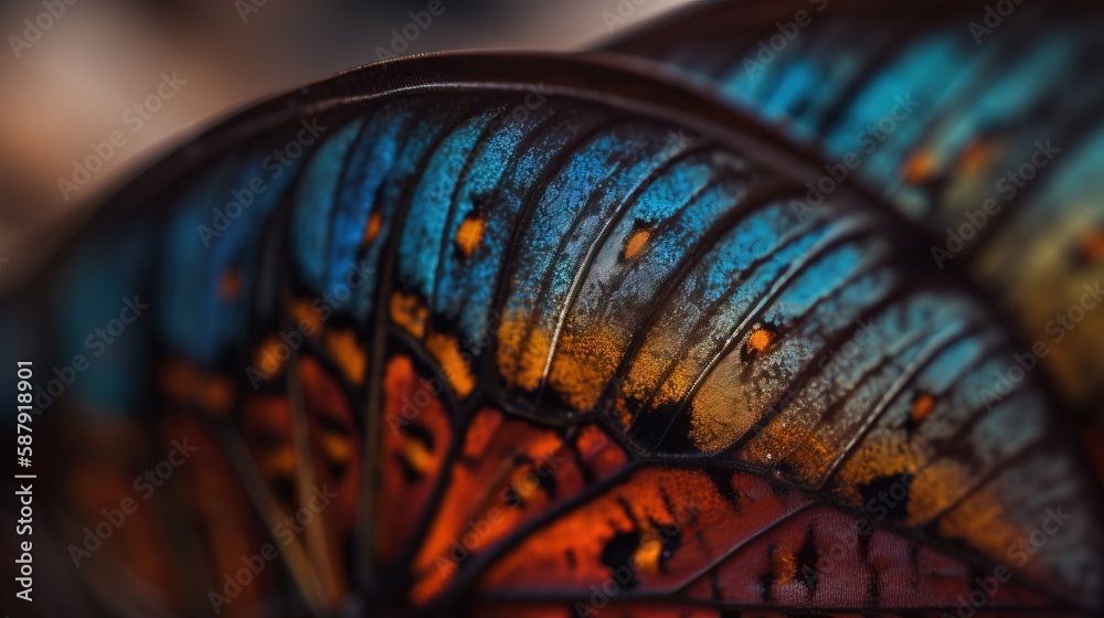 a close up of a butterfly's wing showing the colors of the wing and ...