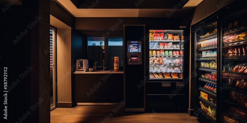 Vending machine at night in house cozy kitchen, concept of Nighttime ...