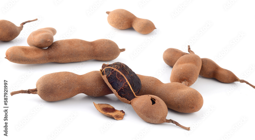 Tamarind isolated on white background. Sweet tamarind (Tamarind indica ...