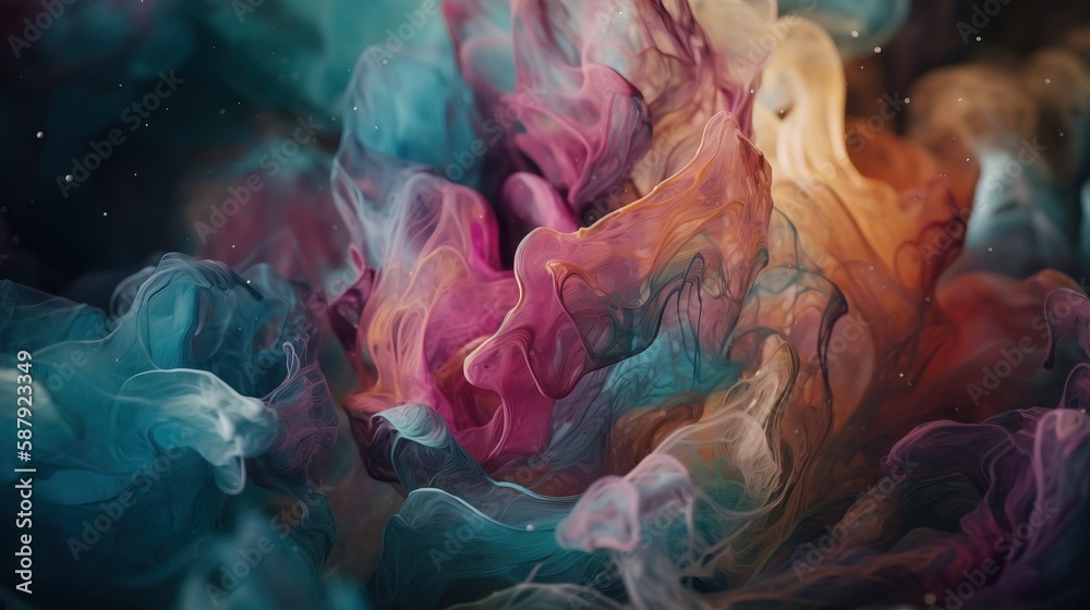 a mixture of colored smoke is shown in this image of a black background ...
