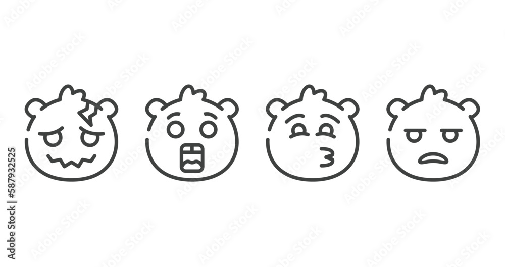 emoji outline icons set. thin line icons sheet included headache emoji ...