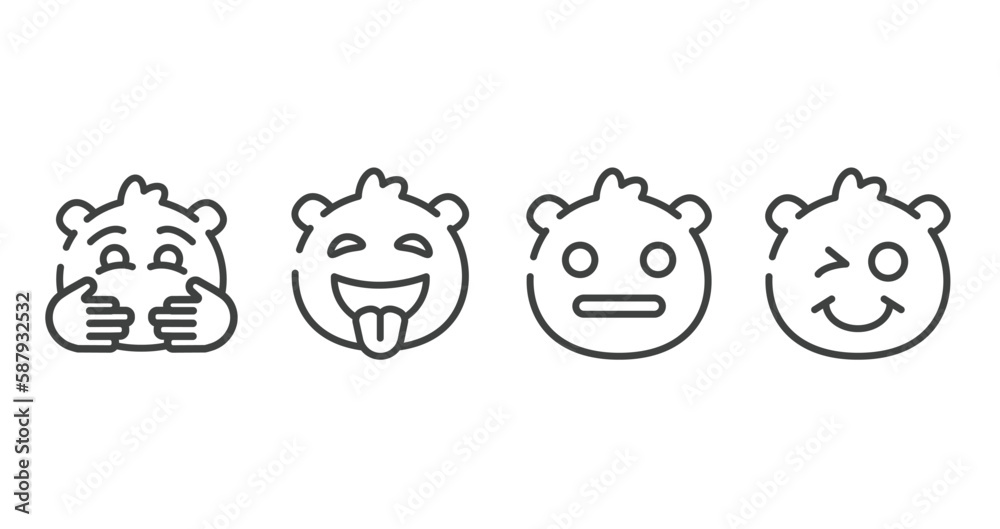 Emoji Outline Icons Set Thin Line Icons Sheet Included Hugging Emoji