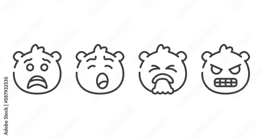 emoji outline icons set. thin line icons sheet included scared emoji ...