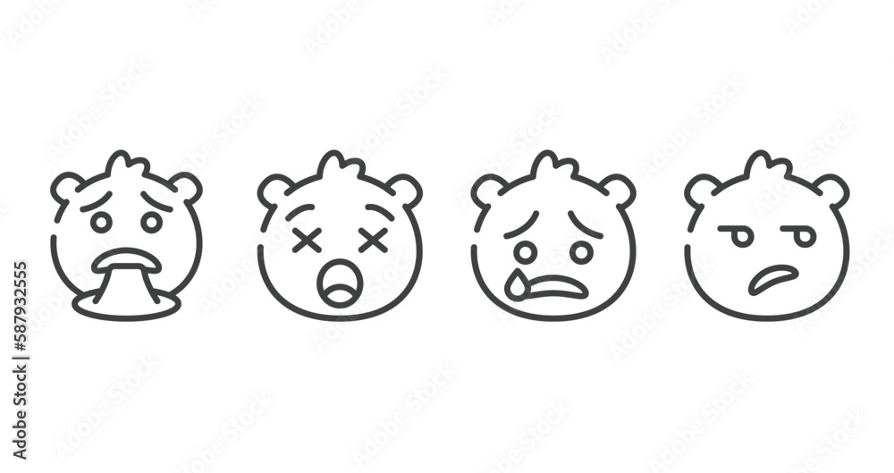 emoji outline icons set. thin line icons sheet included puking emoji ...