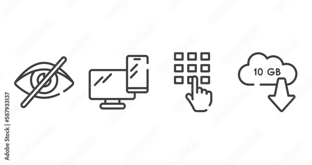 cursors and pointers outline icons set. thin line icons sheet included ...