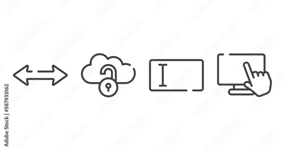 Vetor de computer and media outline icons set. thin line icons sheet ...