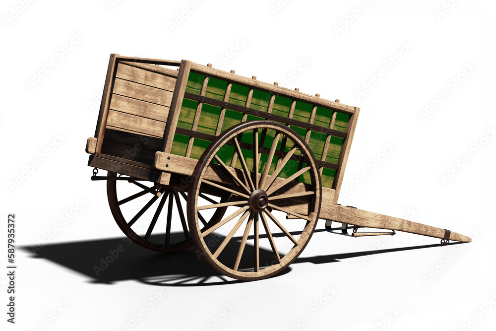 Wooden antique cart on transparent background. 3D Render Stock ...