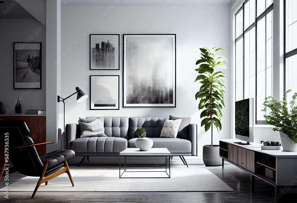 Interior design of a modern and minimalist living room design that ...