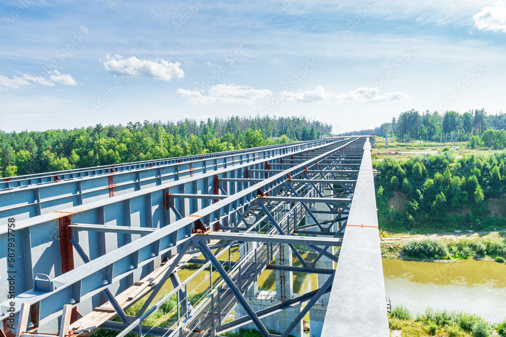 Beams and Structure of the Big Metal Bridge Under Construction Over the ...