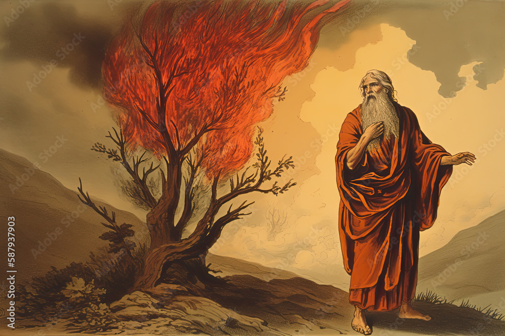 Moses story burning bush, generative AI, generative, AI Stock ...