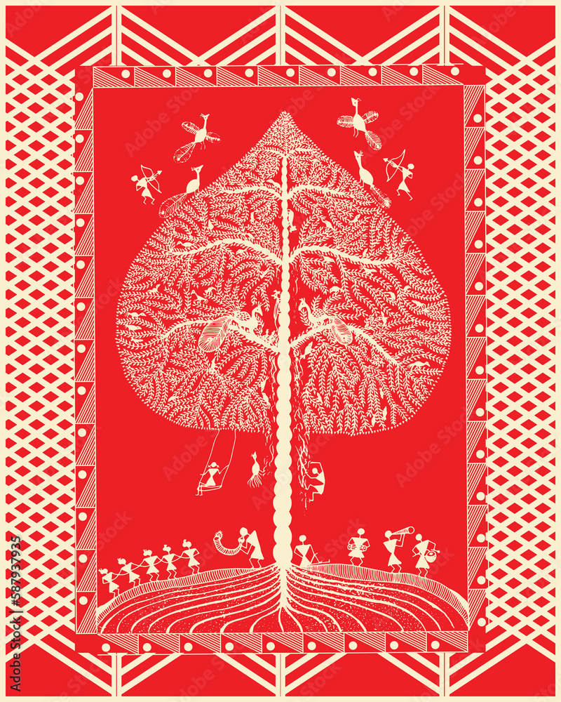 Beautiful warli painting is maharashtrian style art. indian traditional ...