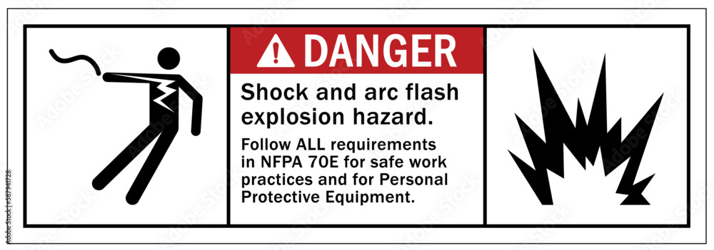 Arc flash and shock hazard sign and labels arc flash and shock hazard ...