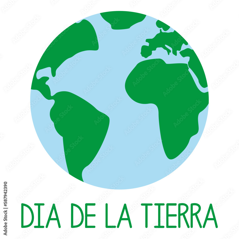 Logo con mapa de la tierra con letras palabra Dia de la Tierra en texto ...