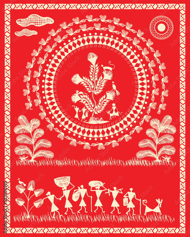 Beautiful warli painting. Bird and Tree Warli Painting, Wallpaper ...